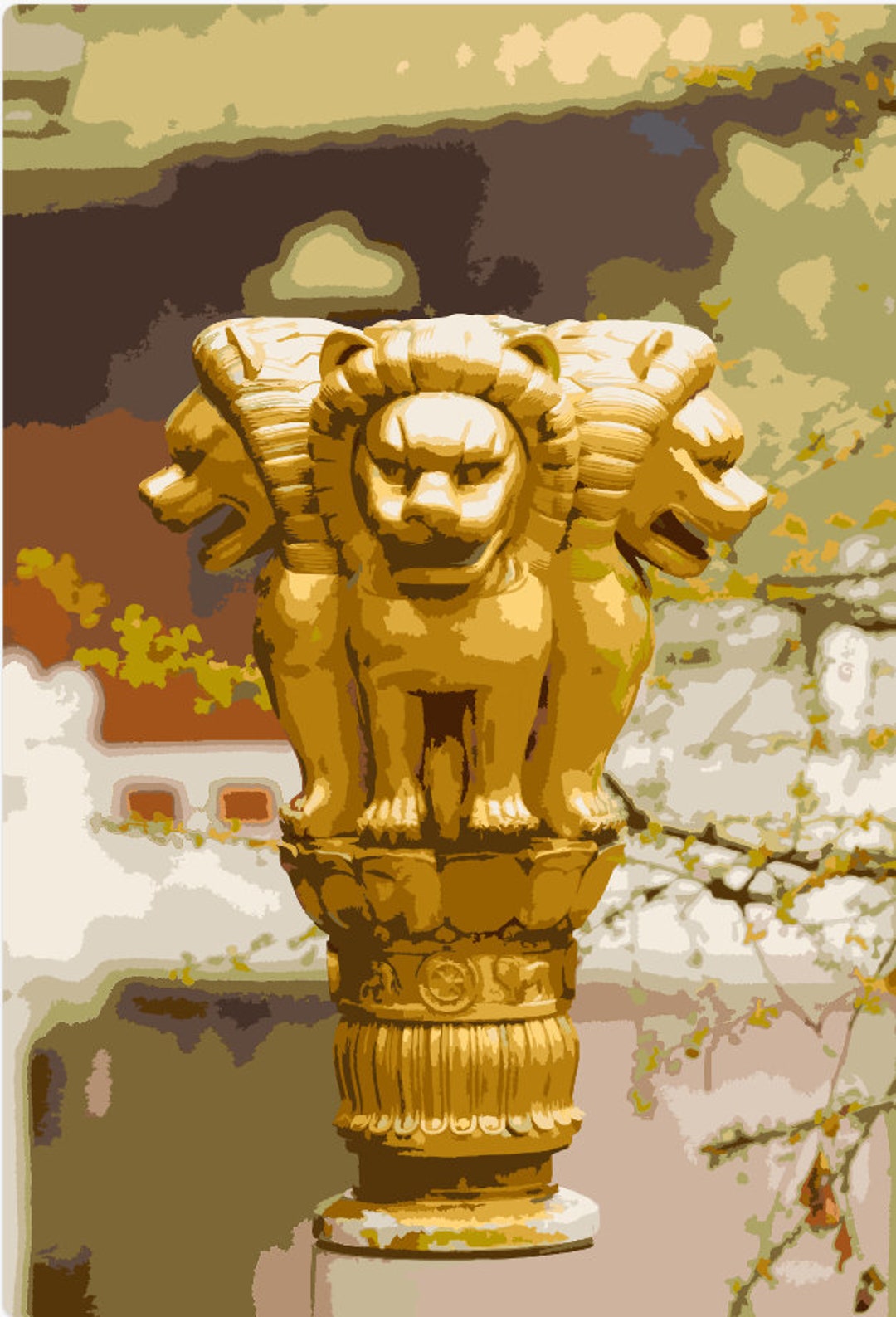 Golden Craft: Majestic Ashoka Pillar Statue in Shanghai, Figurine ...