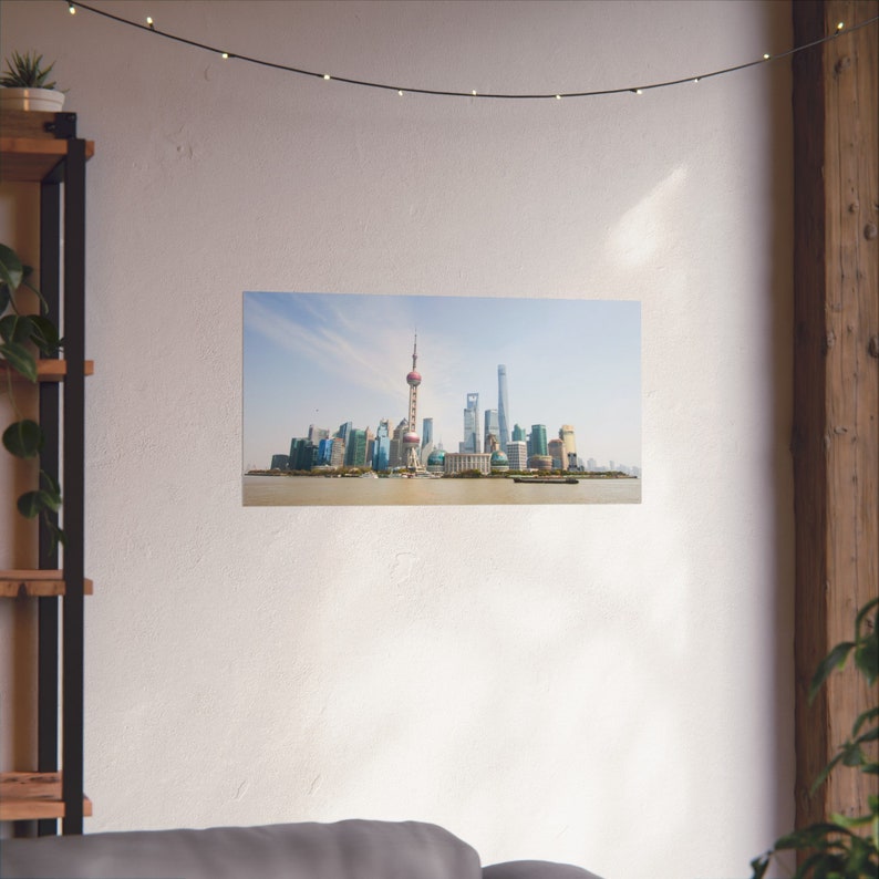 Panoramic Shanghai Skyline and Urban Landscape Wall Art Poster ...