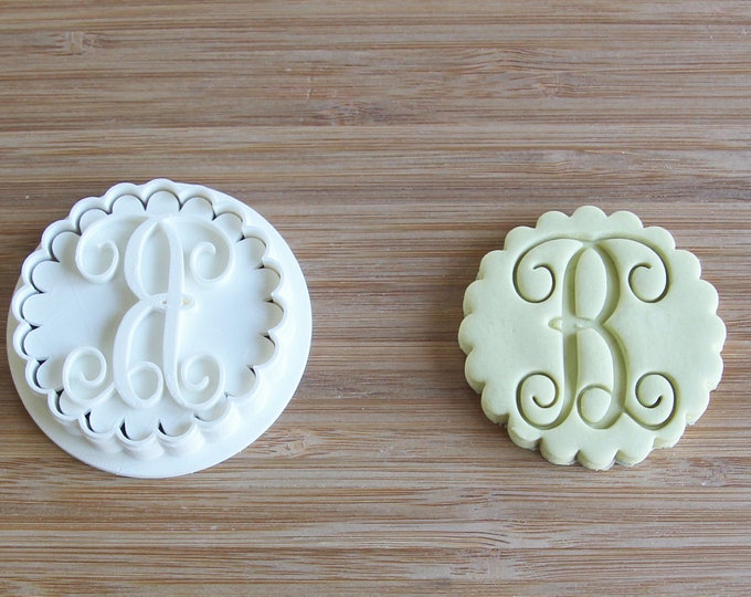 Custom Vine Monogram Single Letter Stamp Cookie Fondant Personalized ...