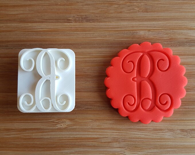 Custom Vine Monogram Single Letter Stamp Cookie Fondant Personalized ...
