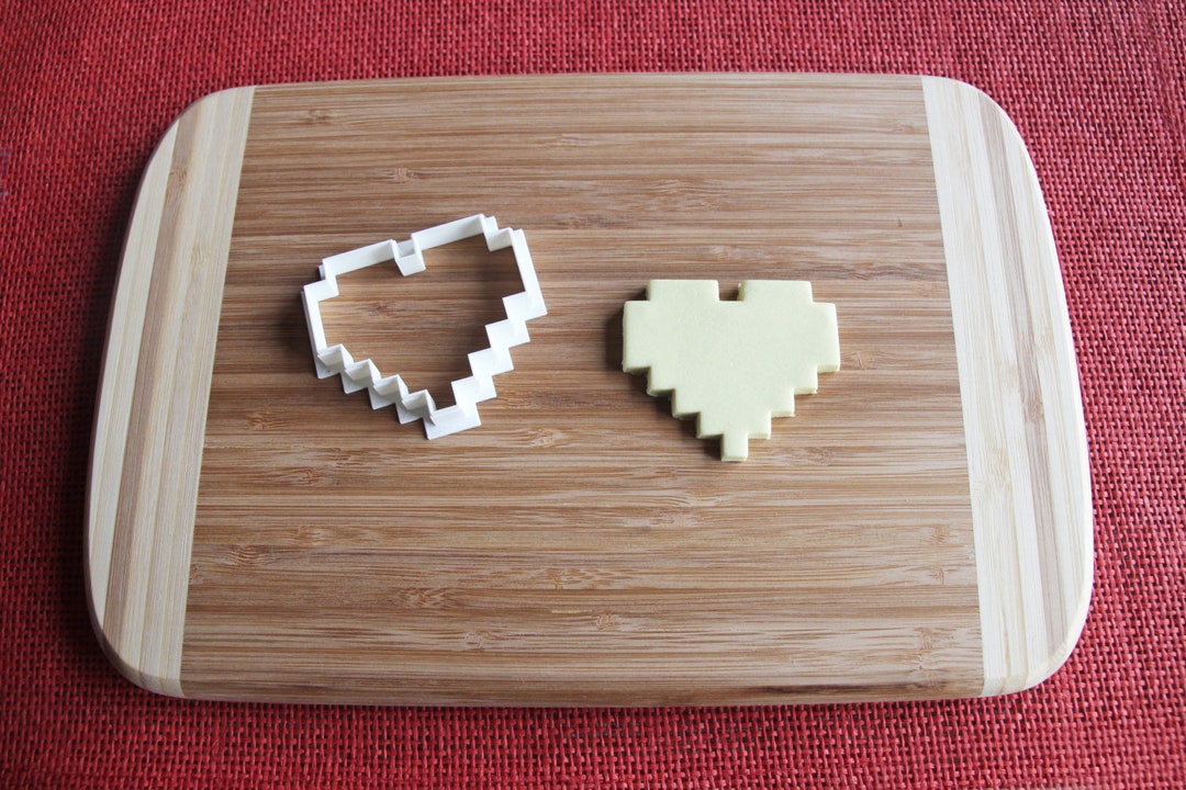 8 Bit Heart Cookie Cutter Pixel Biscuit Stamp Cake Topper Fondant ...
