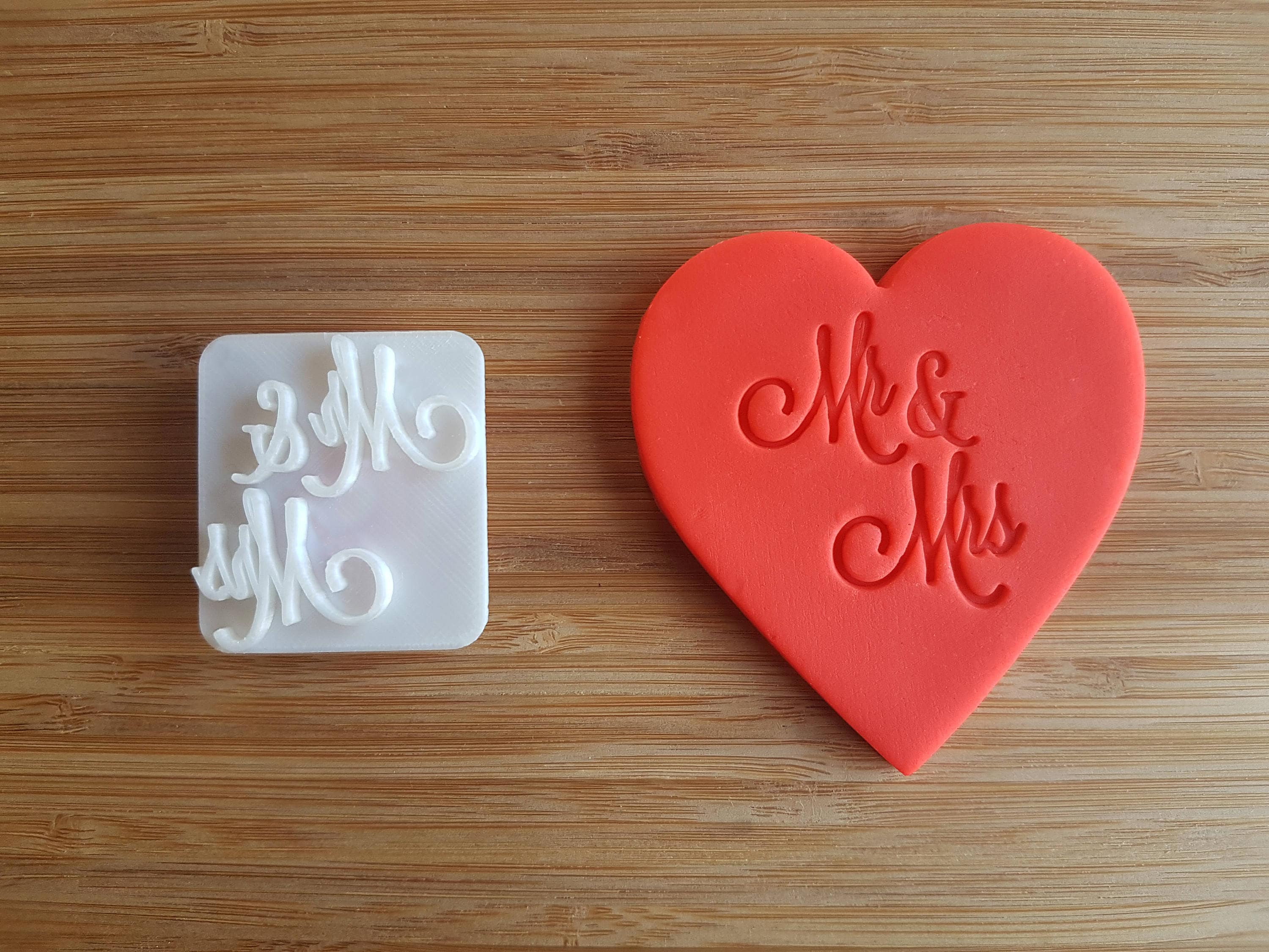 Mr and Mrs Cookie Stamp Fondant Embosser Icing Frosting Biscuit Stamp ...