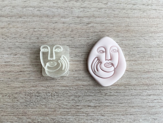 Abstract Face 2 Embosser Stamp for Fondant Polymer Clay | Etsy