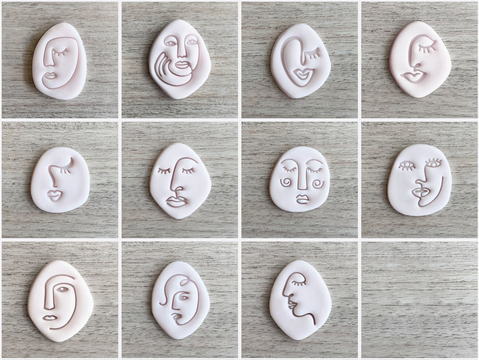 Abstract Face Embossers Set of 11 Stamp for Fondant Polymer - Etsy