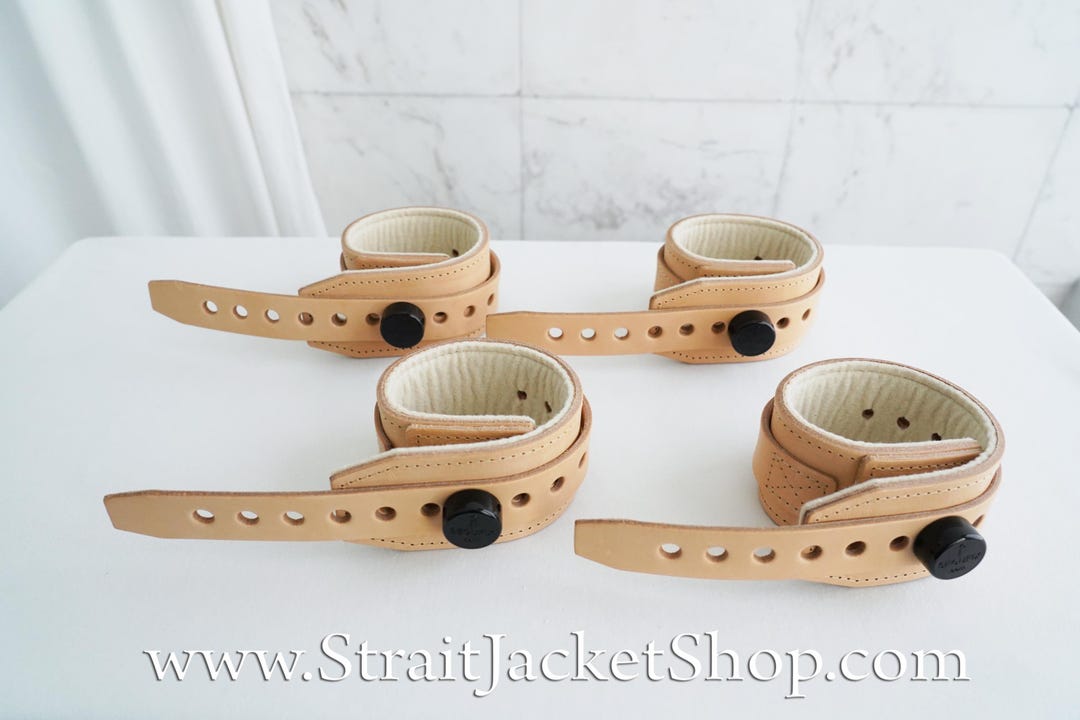 Leather Natural Beige Institutional Medical Asylum Restraints Wrist ...
