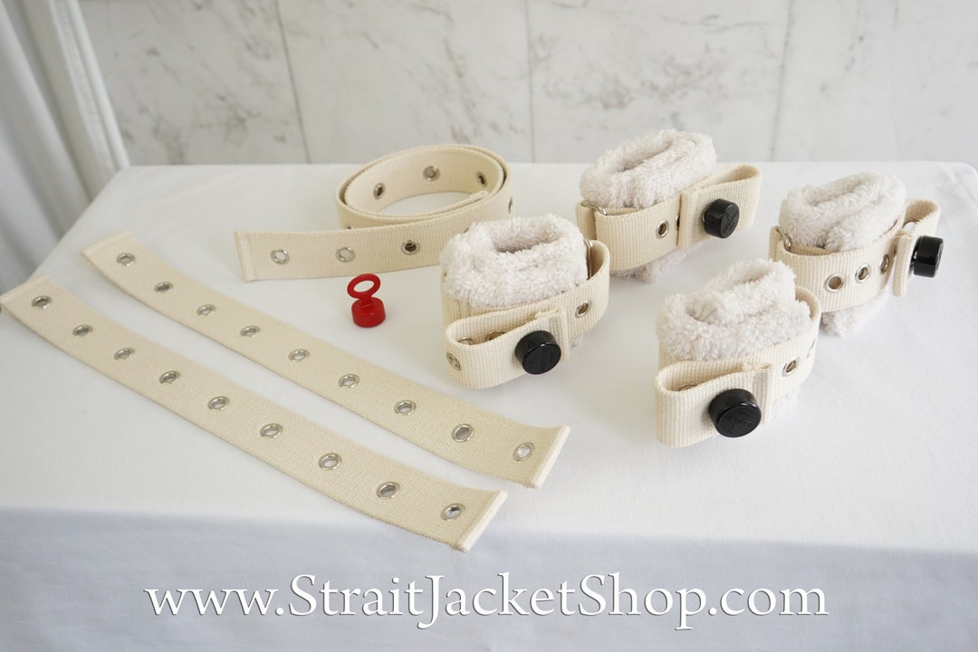 Set of 4 SOFT PADDED FLEECE Wrist and Ankle Cuffs Restraints With ...