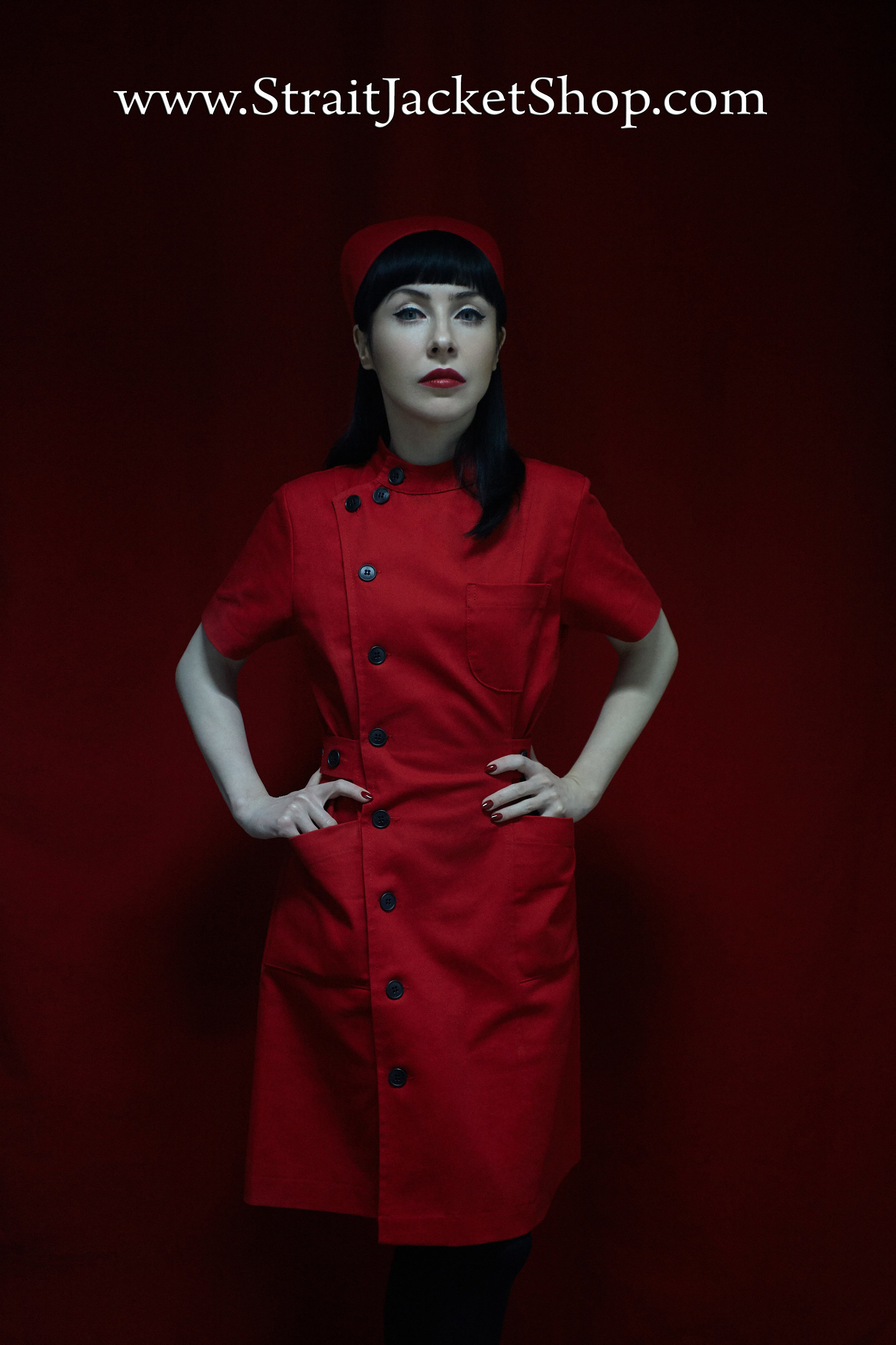 Red Nurse Uniform - Strict Nurse Uniform / Pin-up Nurse / Mad Scientist ...