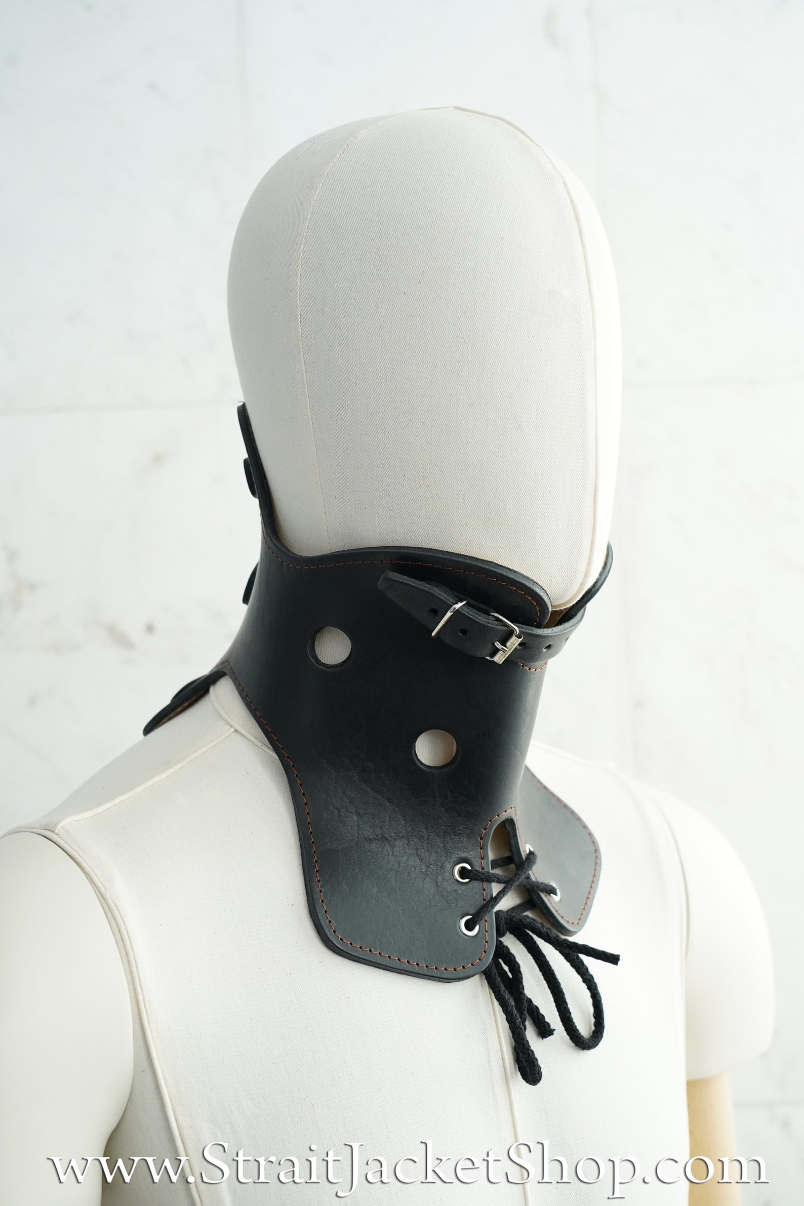 Black Leather Orthopedic Esque Posture Collar Neck Brace Orthosis Stiff ...