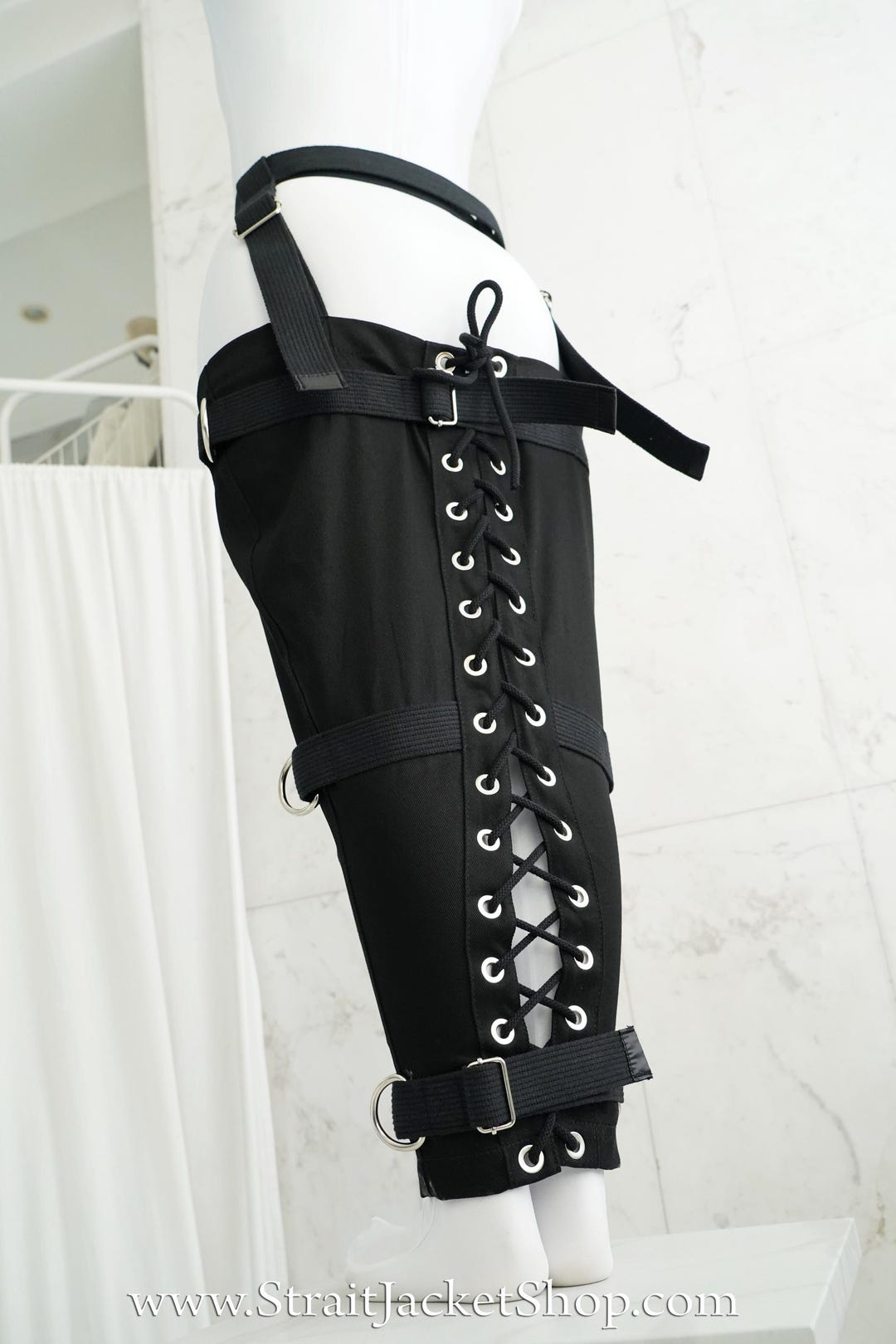 BLACK Leg Binder Restraints - Straitjacket Type Laced Leg Restraints ...
