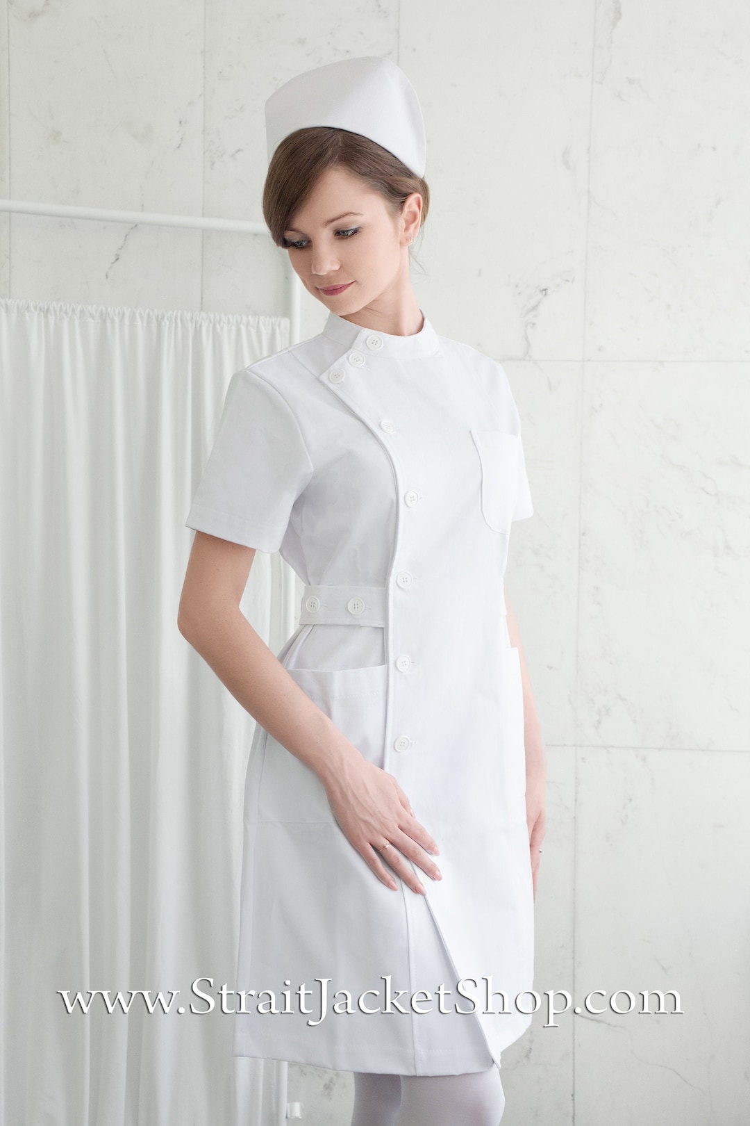 Nurse Uniform Zip Up Dress