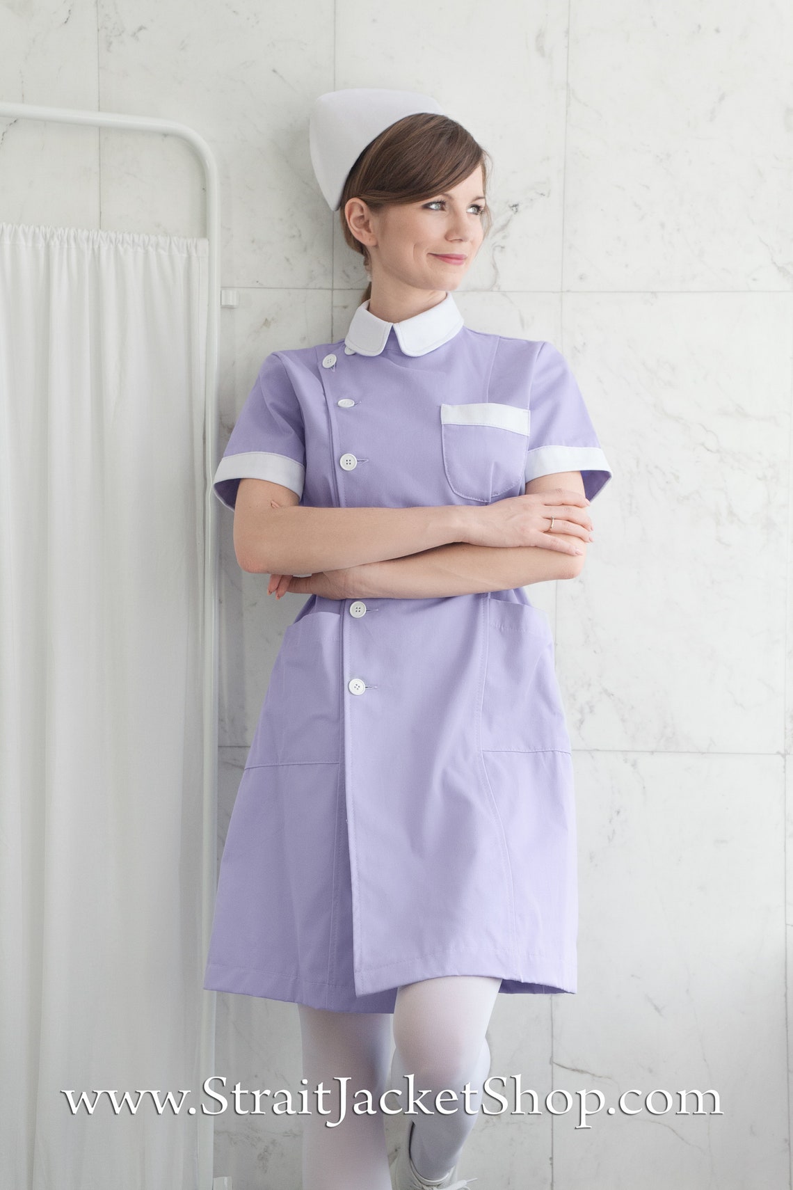 Cute Purple Nurse Uniform High Quality 100 Cotton Abdl Etsy