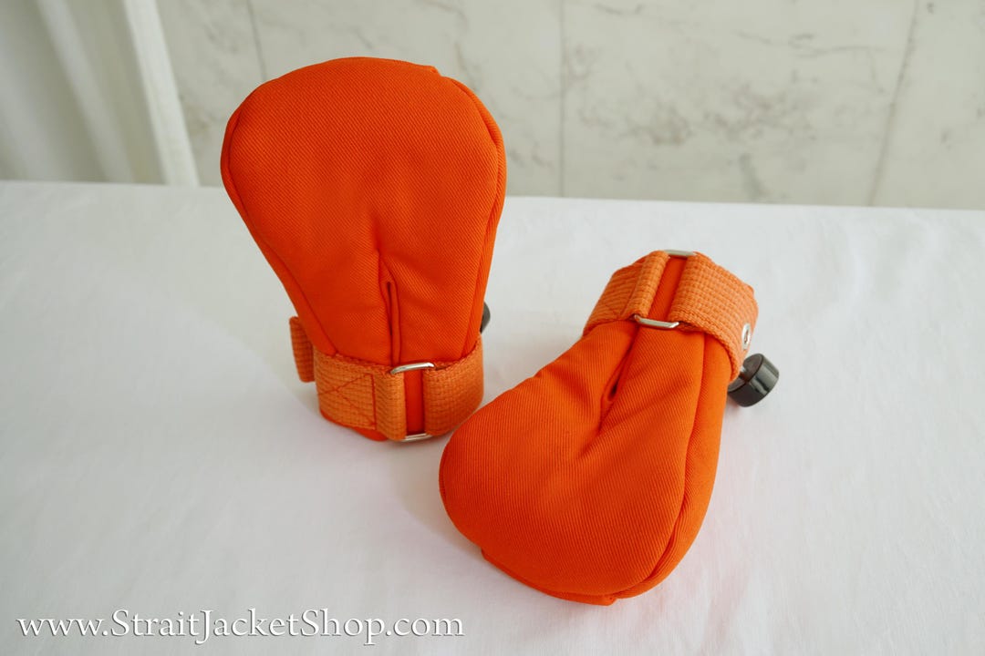 Orange Safety Mittens - Bondage Soft Padded Mittens for Inmates and ...