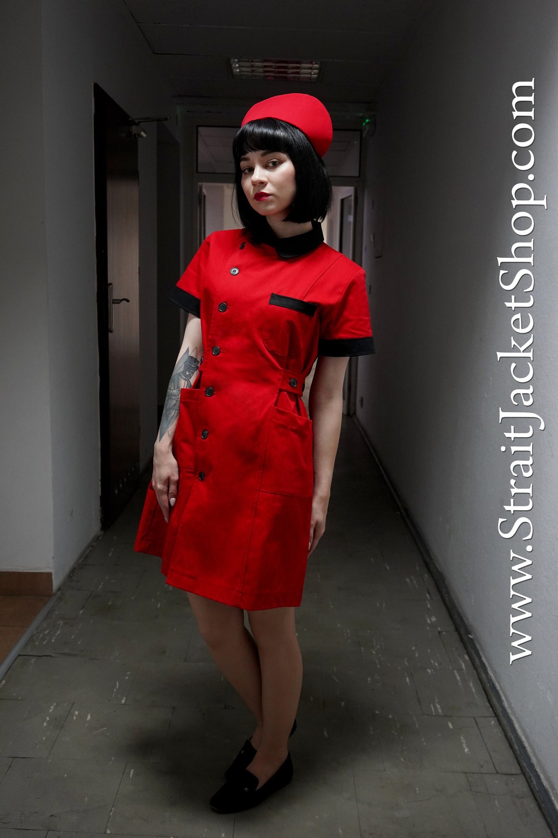 Red Nurse Uniform Strict Nurse Uniform / Pin-up Nurse / Mad | Etsy