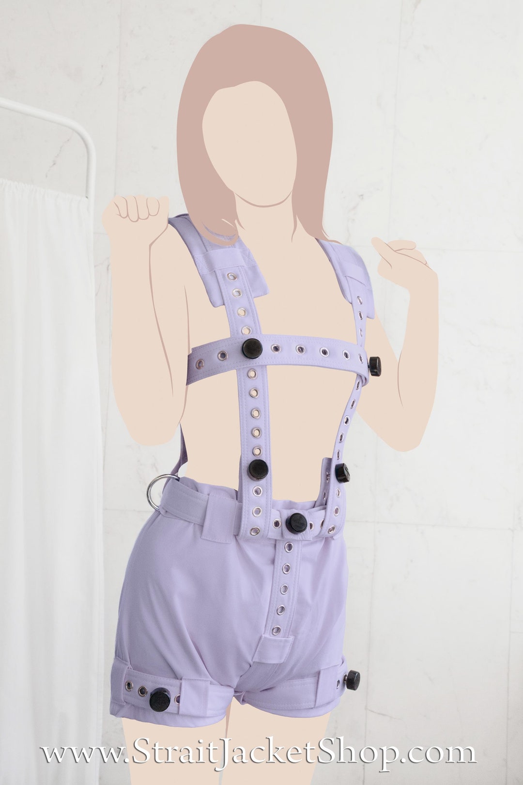 Purple Harness For Anti Diaper Removal Pants With Segufix Locks Bondage