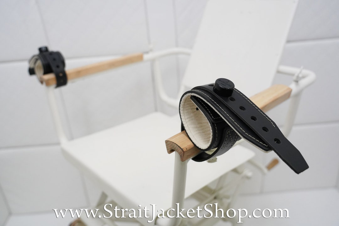 Black Leather Institutional Medical Asylum Restraints Wrist Ankle Cuffs ...