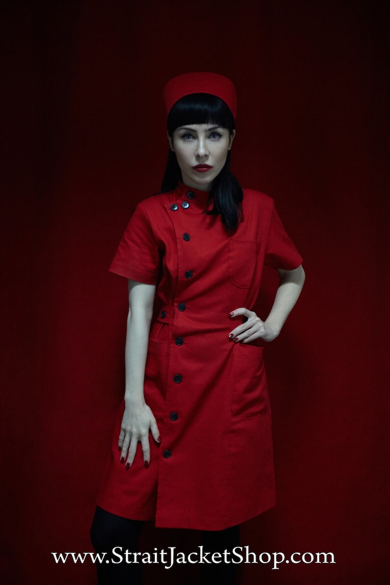 Red Nurse Uniform - Strict Nurse Uniform / Pin-up Nurse / Mad Scientist ...