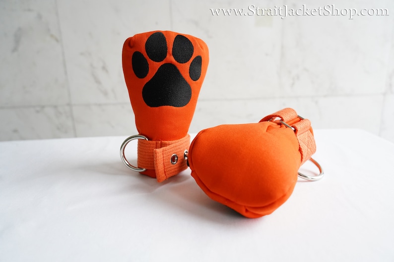 P.A.W.S. Orange Safety Mittens - Bondage Soft Padded Mittens for Animal ...