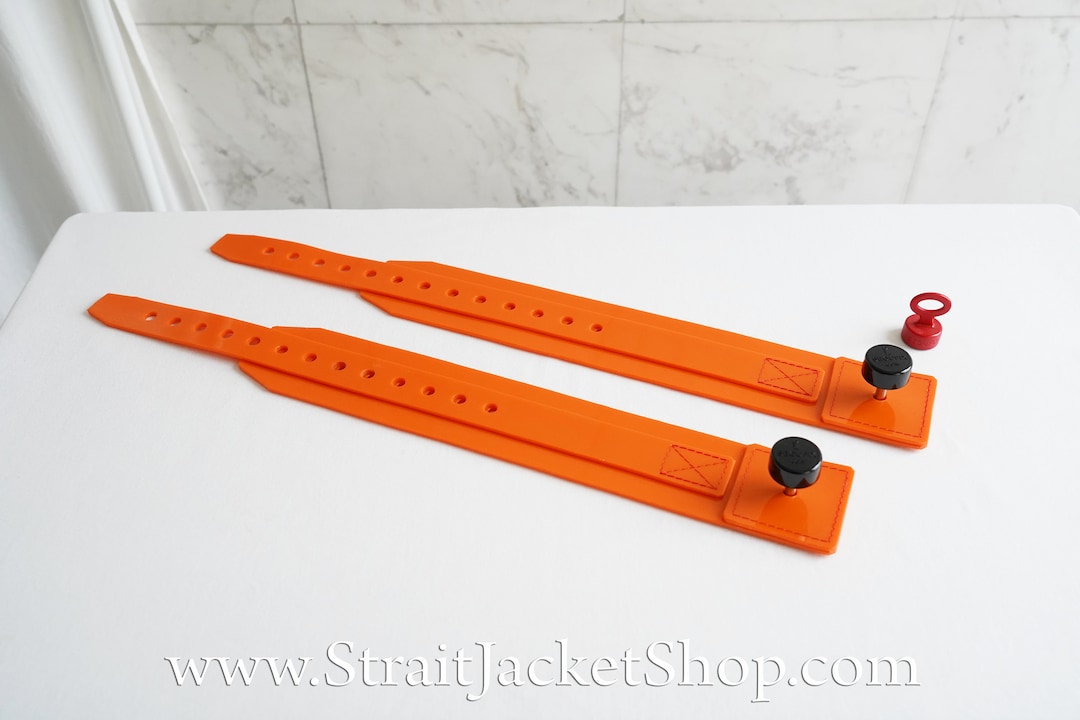 Orange PVC Institutional Prison Asylum Restraints Wrist / Ankle Cuffs ...