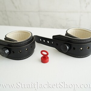 Black Leather Institutional Medical Asylum Restraints Wrist Ankle Cuffs ...