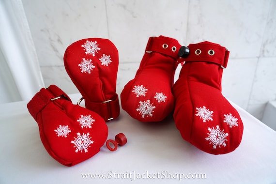 Holiday LIMITED EDITION of Soft Padded Mittens and Booties for - Etsy