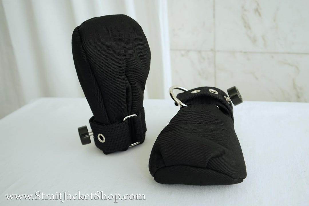 Black Elegant Safety Mittens Bondage / Soft Padded Mittens / ABDL ...
