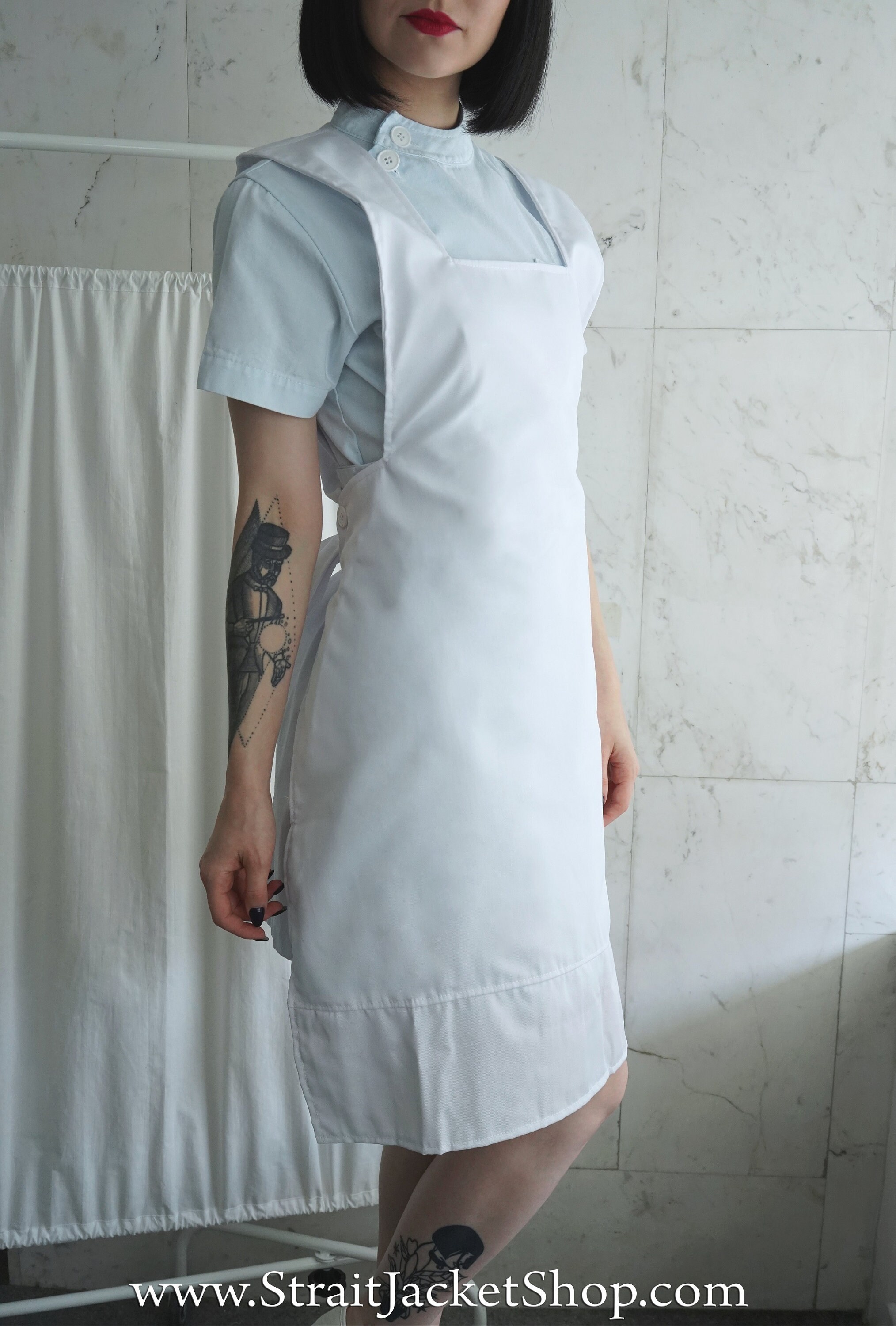 White Nurse Apron Made in Vintage Style Medical / Classical - Etsy