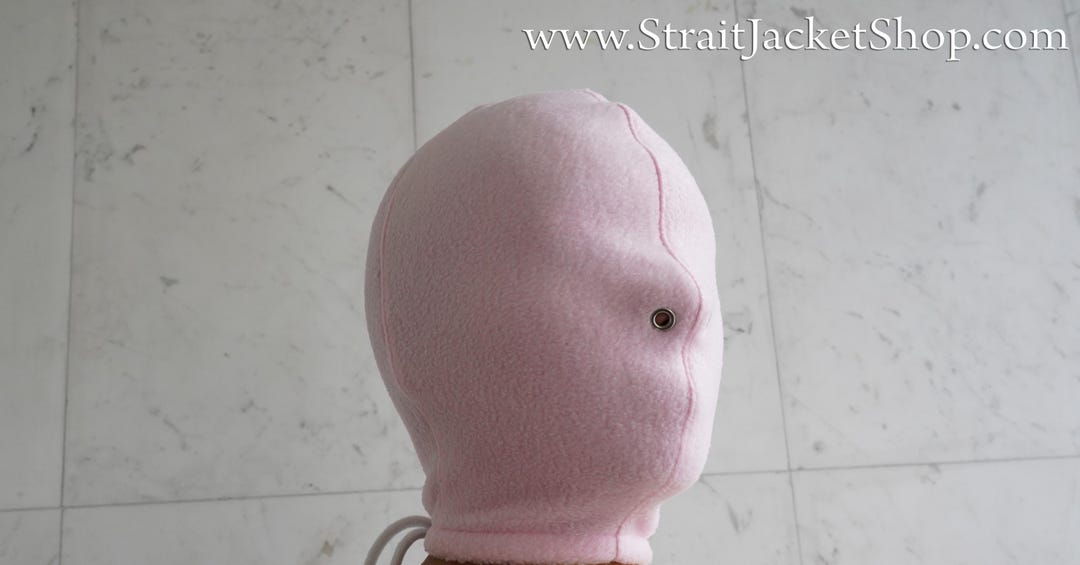 Pink Timeout Mask - Blindfold Baby Pink / ABDL / Restraining Face Hood ...