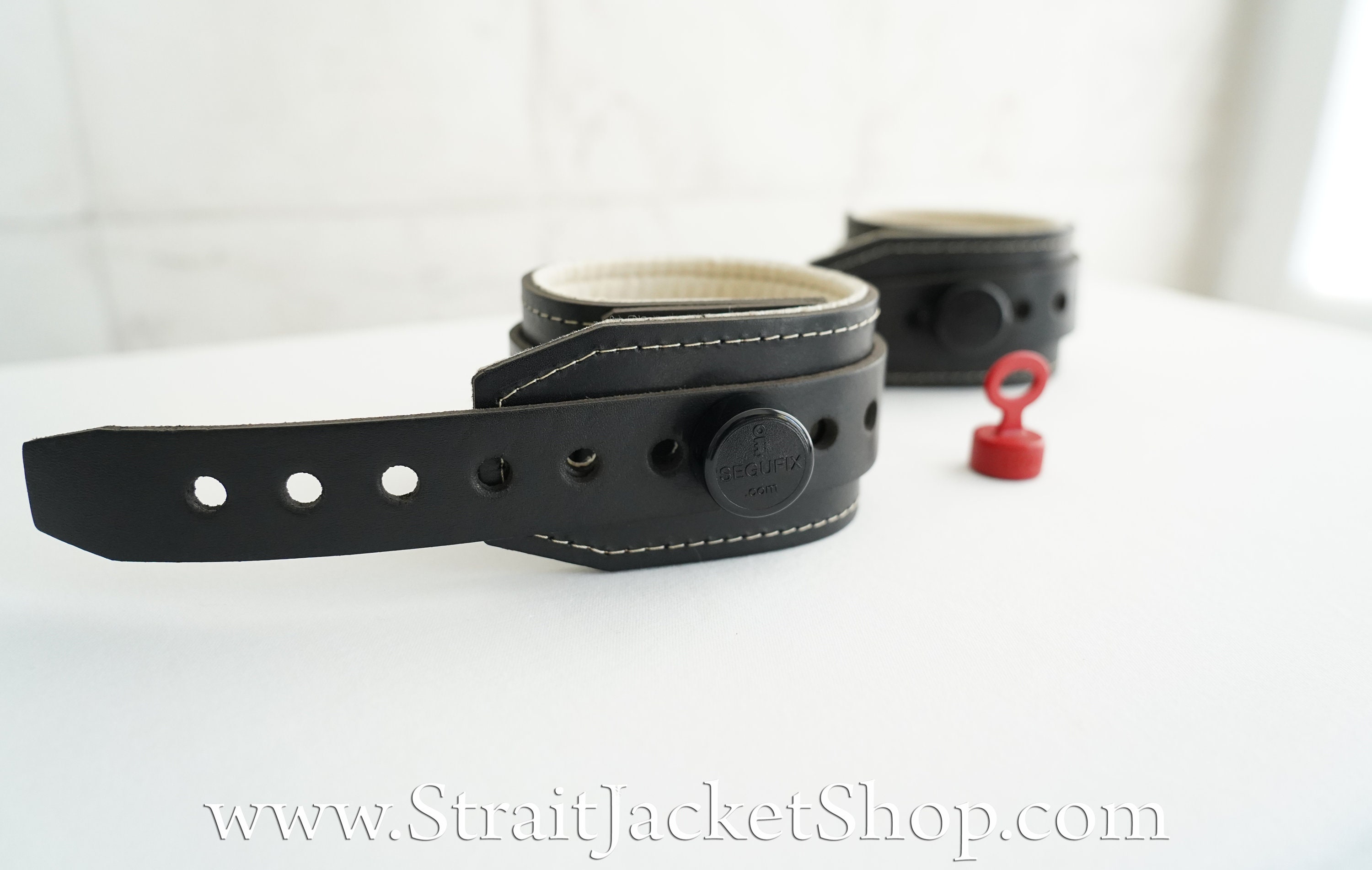 Black Leather Institutional Medical Asylum Restraints Wrist Ankle Cuffs ...