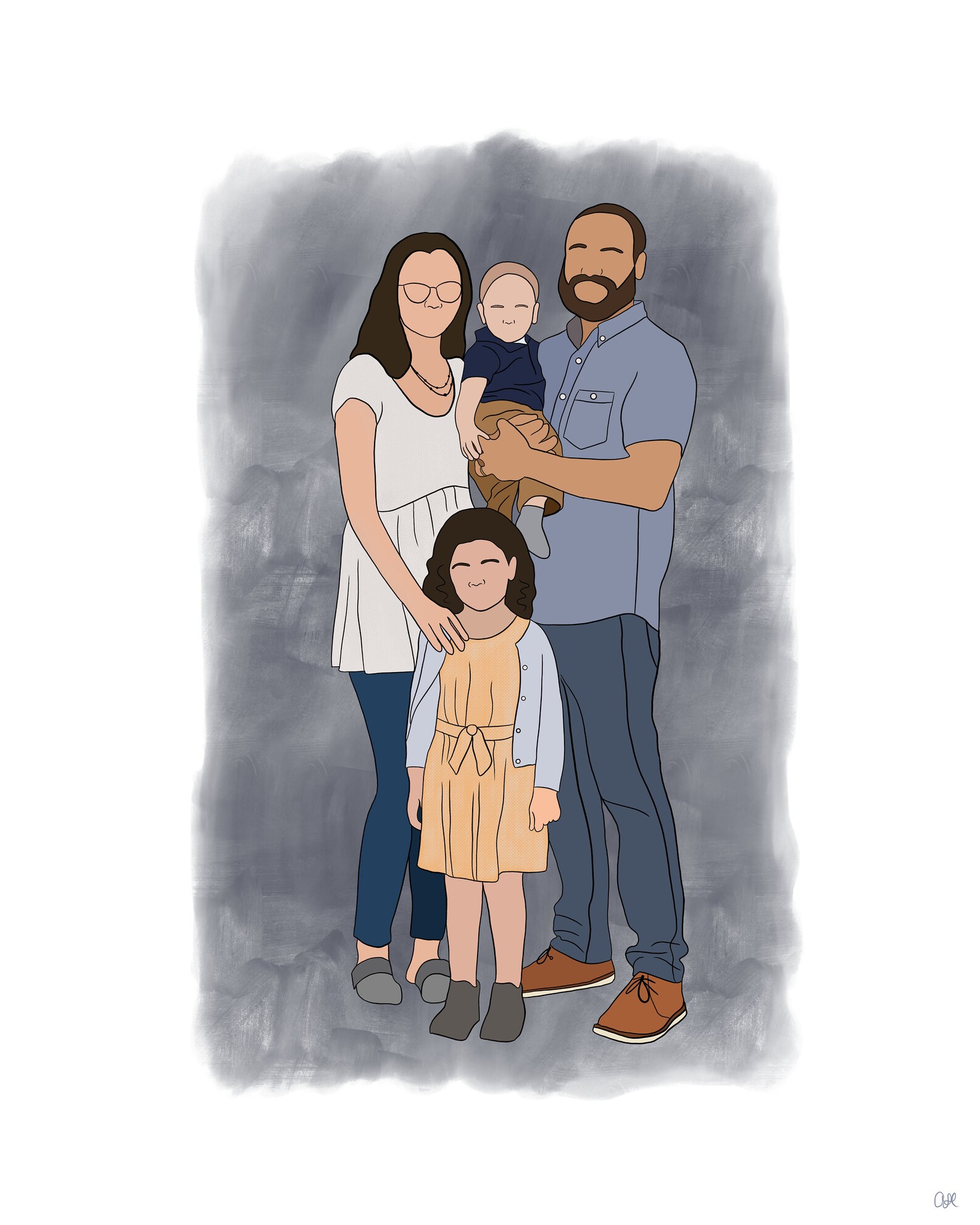 Custom Family Portrait Drawing Digital print Couple | Etsy