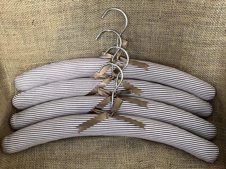 Striped Padded Hanger : Luxury White and Brown Cotton - Etsy