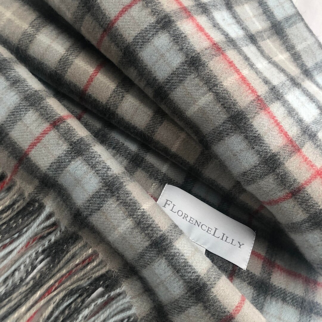 Lambswool Super Soft Pale Blue and Grey Check Blanket, Throw by ...
