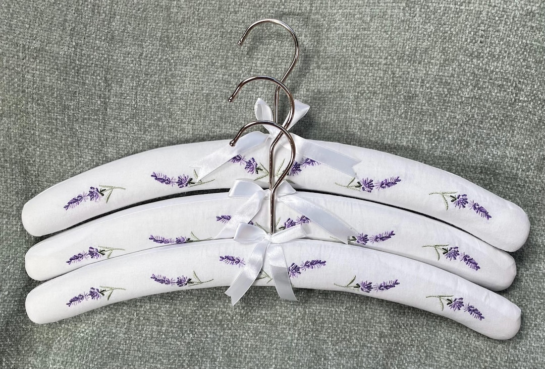 Luxury Padded White Cotton Clothes Hangers With Lavender Bouquet ...