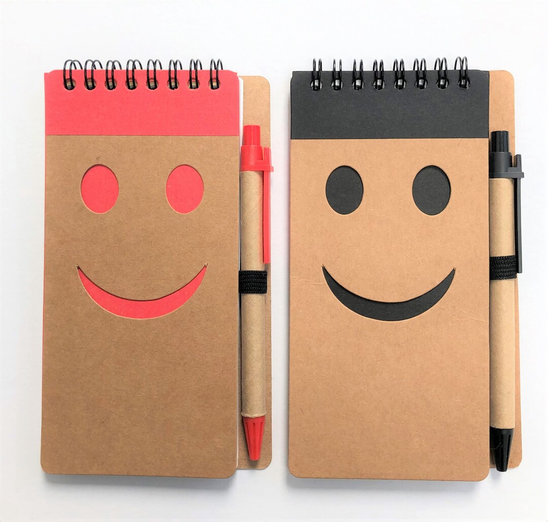 Recycled Smiley Notebooks Set of 2 With Carboard Pen and - Etsy