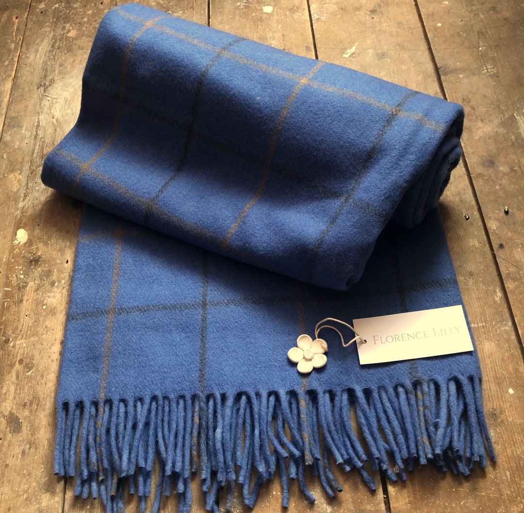 Sky Blue Check Recycled Wool Blanket/throw by Florence Lilly - Etsy