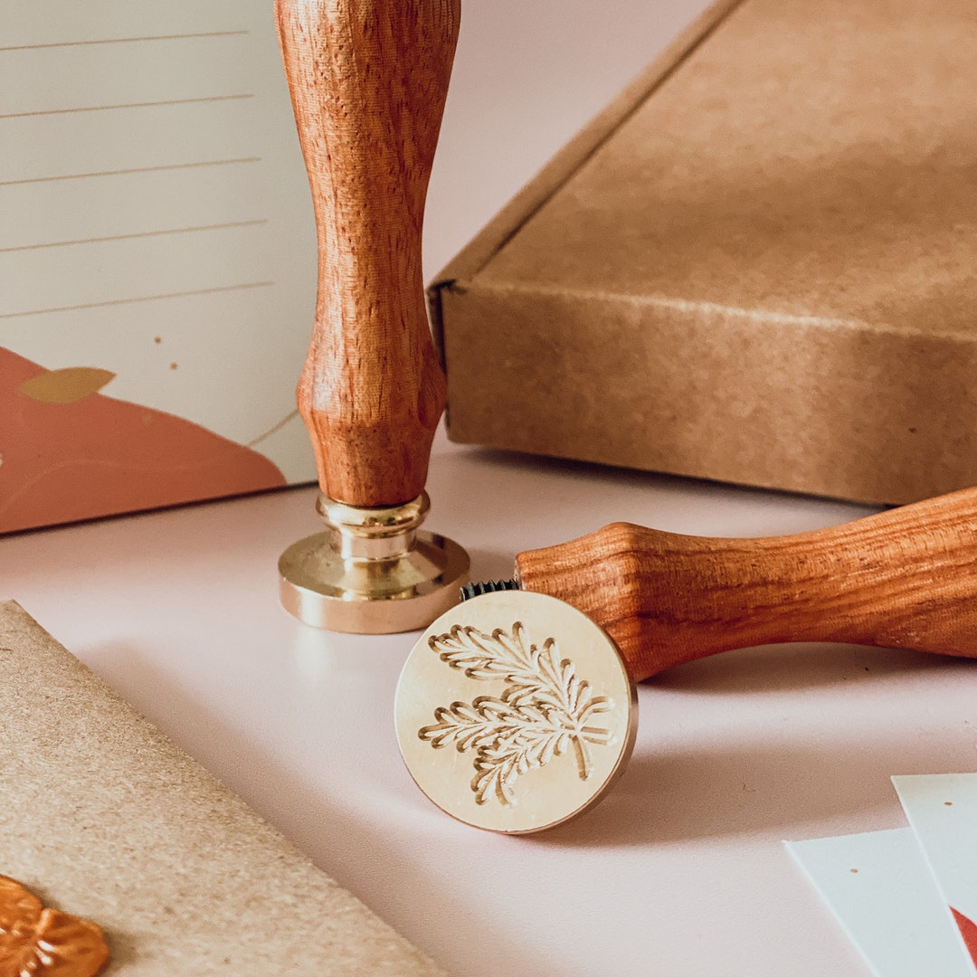 Tampon cachet de cire, LOT 2 CIRES, motif, feuille, romarin, végétal ...