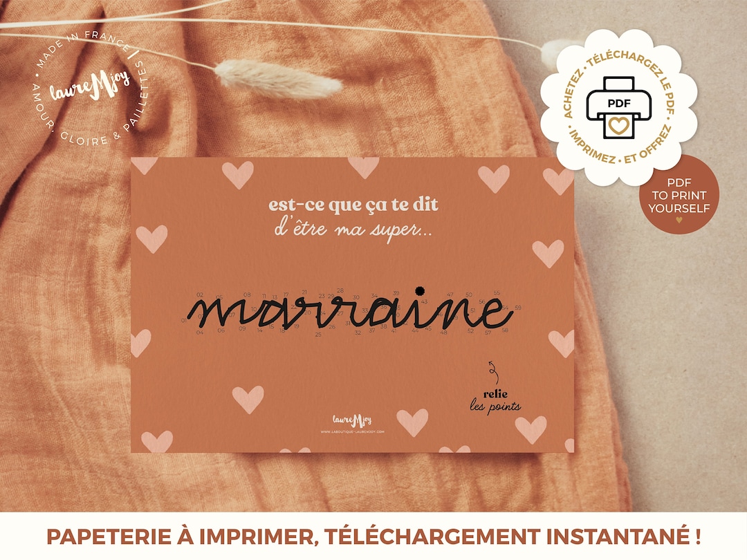 Carte à Relier, MARRAINE, Carte Annonce, Annonce Bébé, Annonce Marraine ...