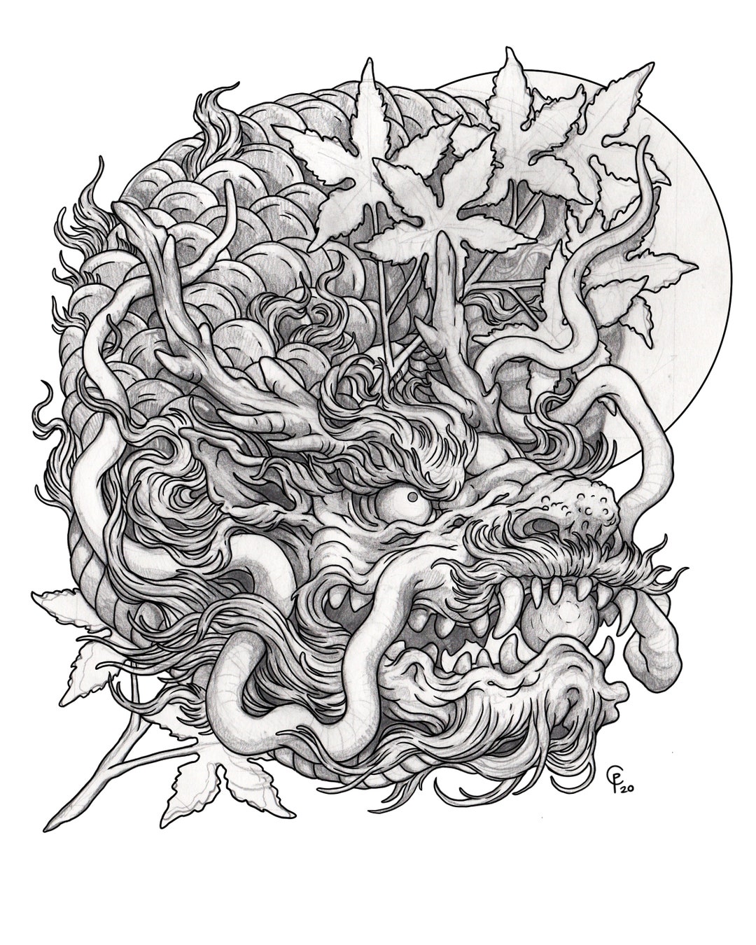 Maple Dragon Tattoo PRINT - Etsy