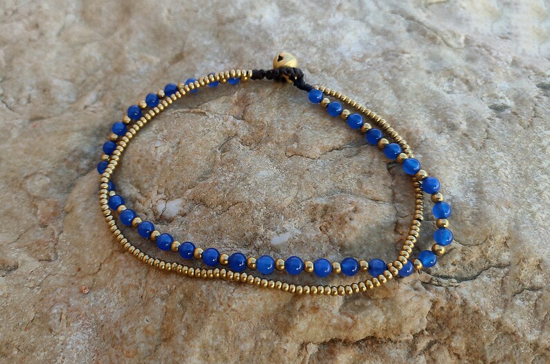 Blue and Gold Anklet Ankle Bracelet With Blue Crystals and | Etsy