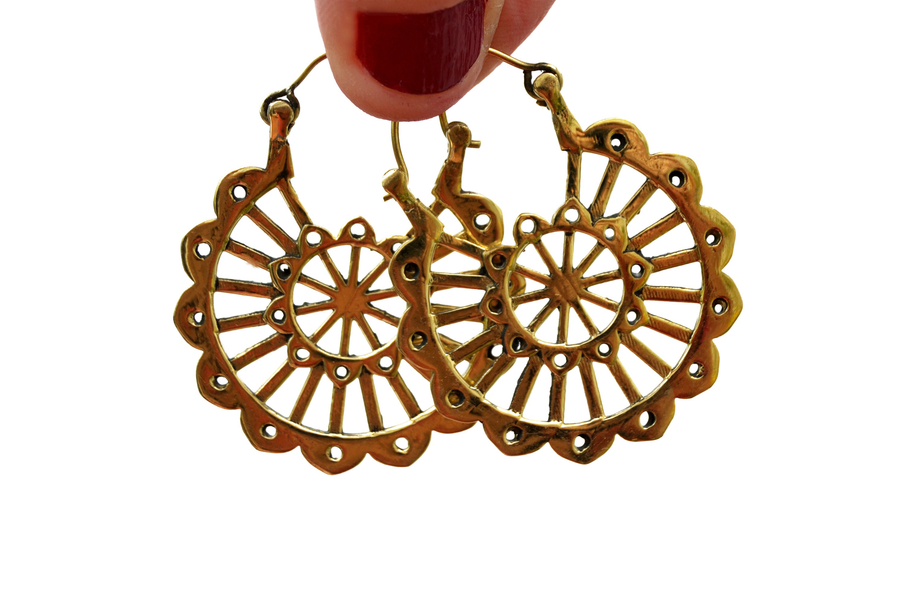 Tribal Mayan Earrings Gold Mandala Earrings Ancient Mexican - Etsy