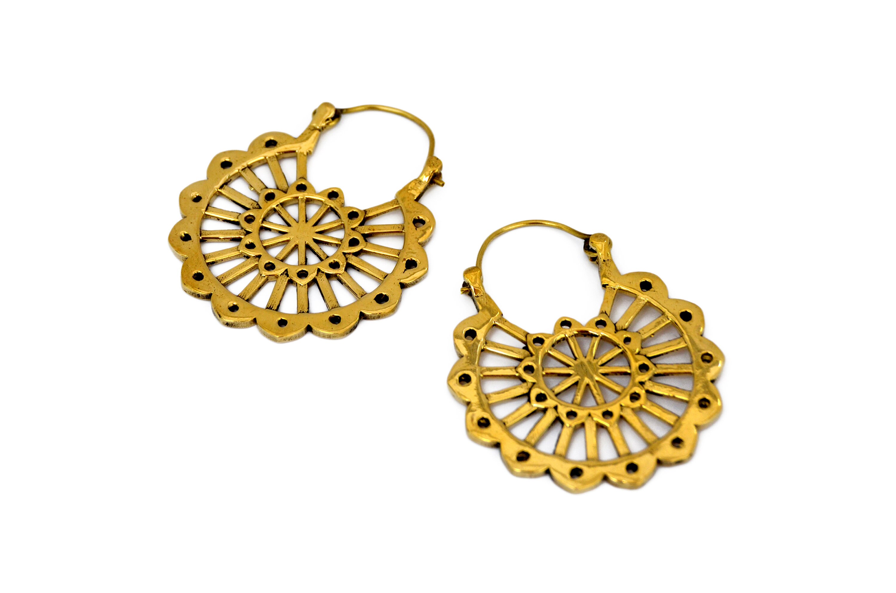 Tribal Mayan Earrings Gold Mandala Earrings Ancient Mexican - Etsy