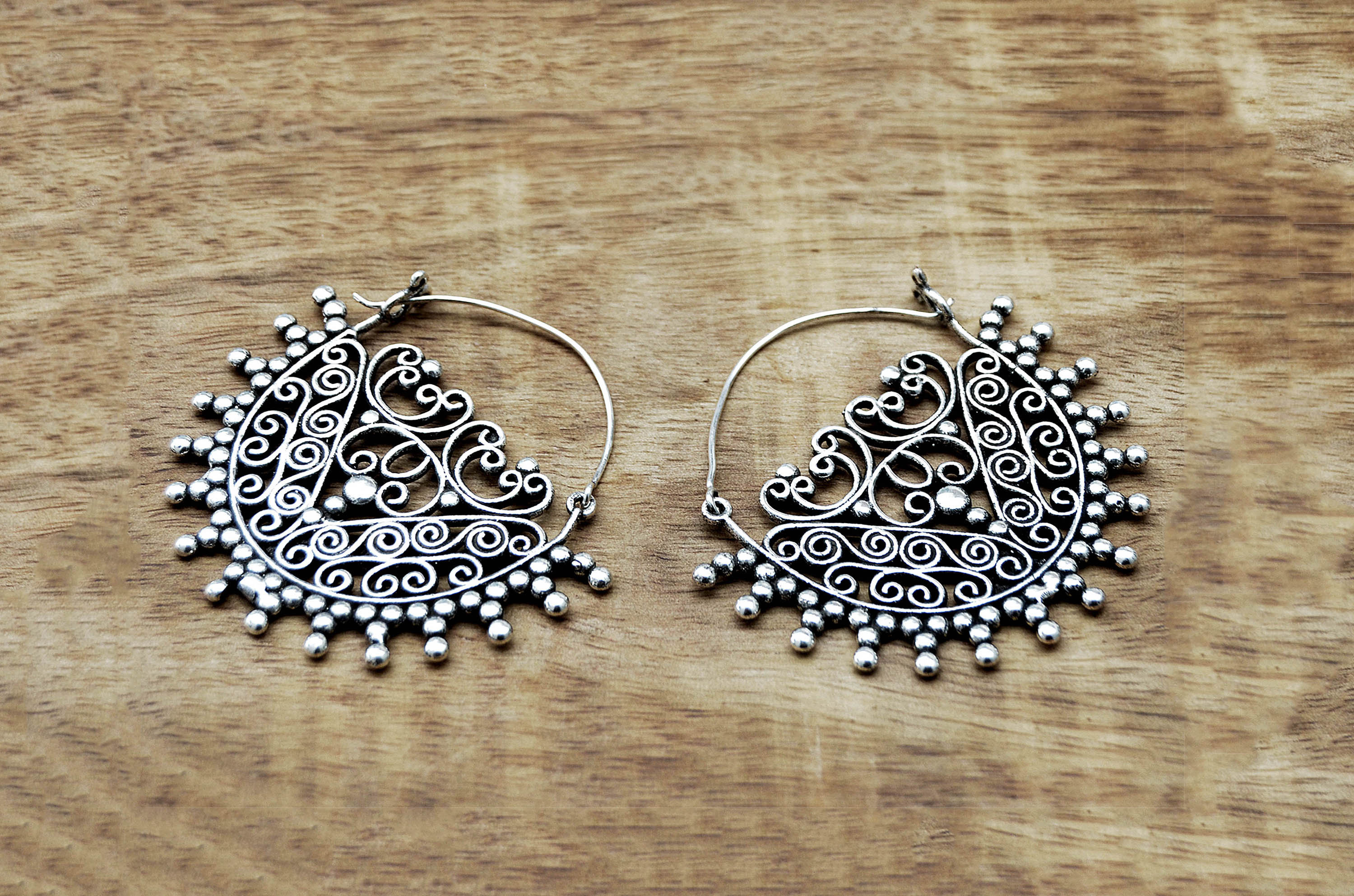 Gypsy Earrings Tribal Earrings Silver Large Filigree | Etsy