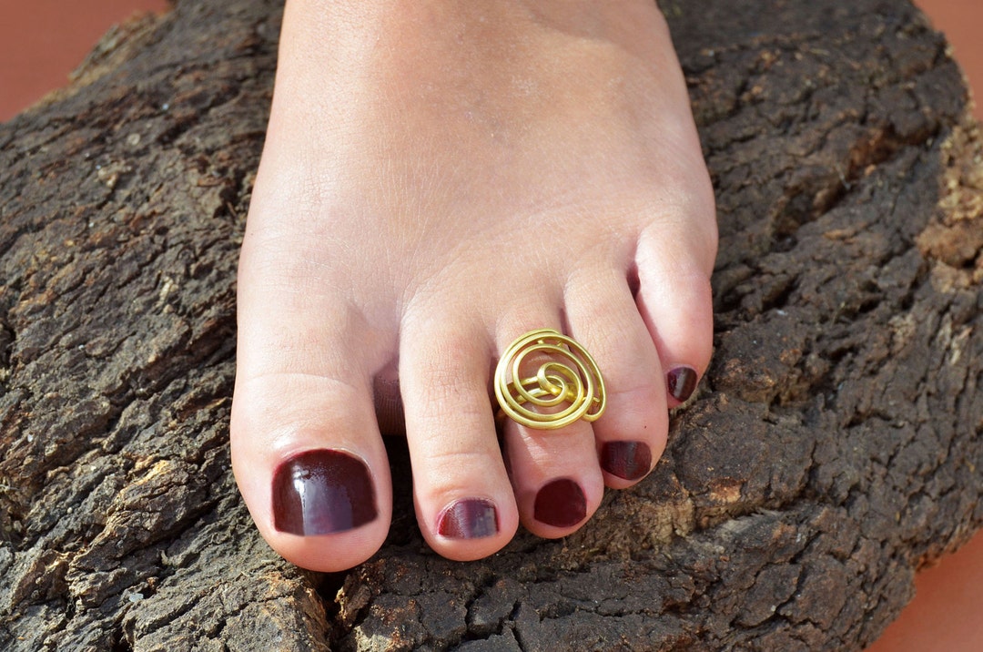 Boho Spiral Toe Ring, Gold Toe Ring, Summer Foot Jewelry - Etsy