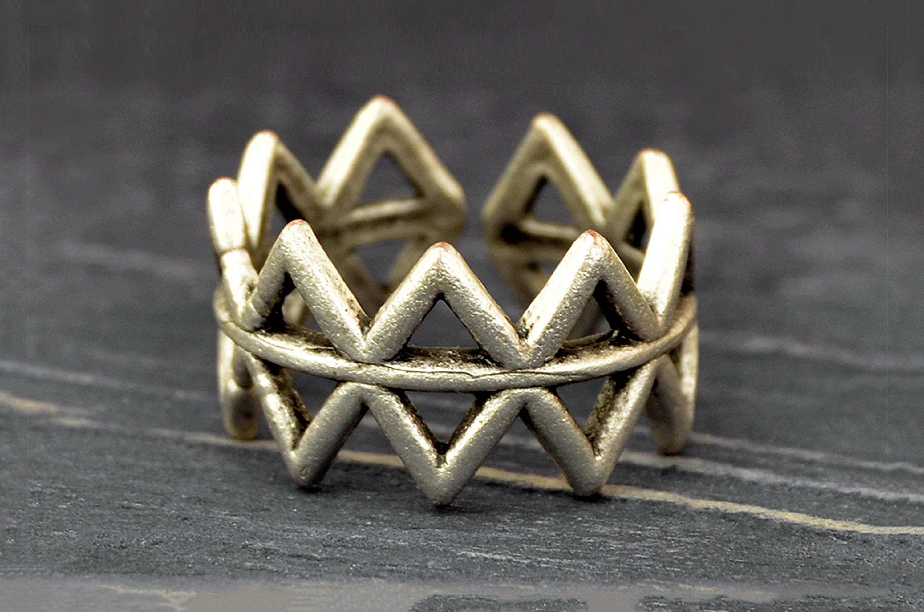 Boho Geometric Band Ring Silver Triangle Band Adjustable | Etsy