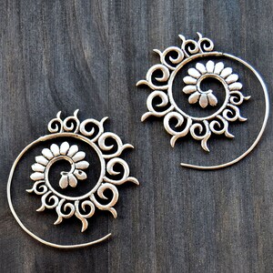 Silver Ethnic Hoop Earrings, Gypsy Indian Earrings, Ornate Creole Hoops ...