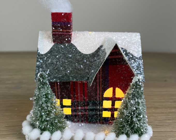 Christmas Village, Plaid House, Light up House, Putz House - Etsy