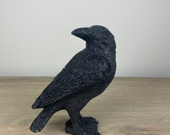 Concrete Raven Statue Crow Statue DIY Paintable Raven Cottagecore ...
