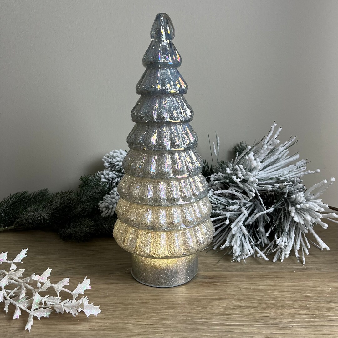 Silver Glass Light up Tree, 13x5 - Etsy