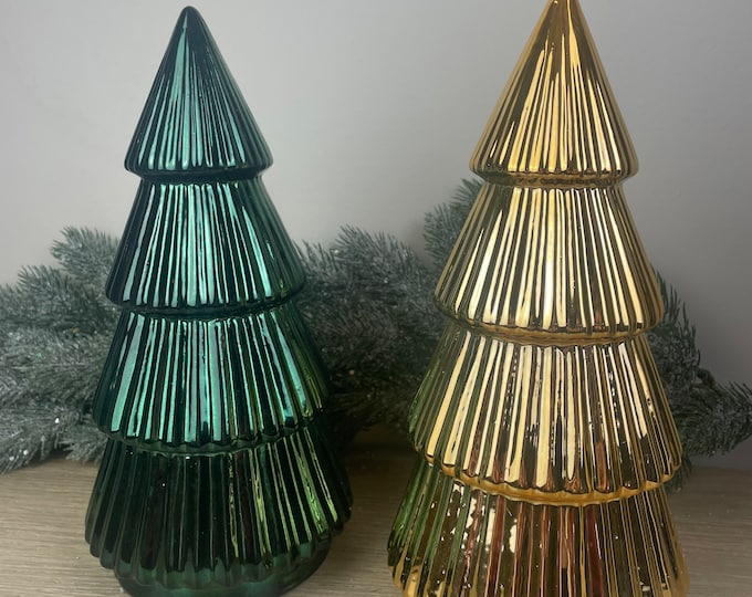 Pink Hue Large Glass Christmas Tree Set of 5, 17 11.5 9, 8.5, 7.5 ...