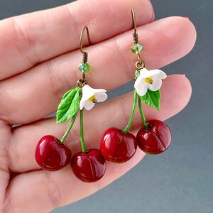 Realistic Cherry Earrings Etsy