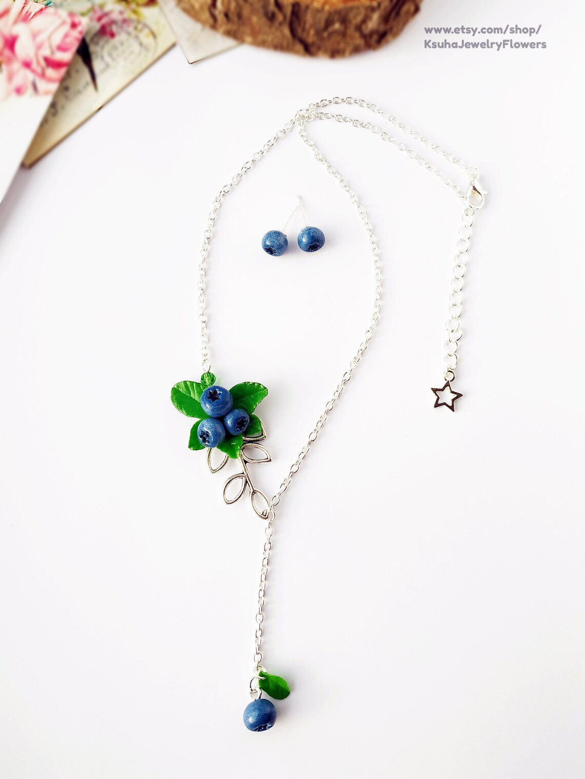 Blueberry Y Necklace Drop berry necklace Rustik wedding | Etsy